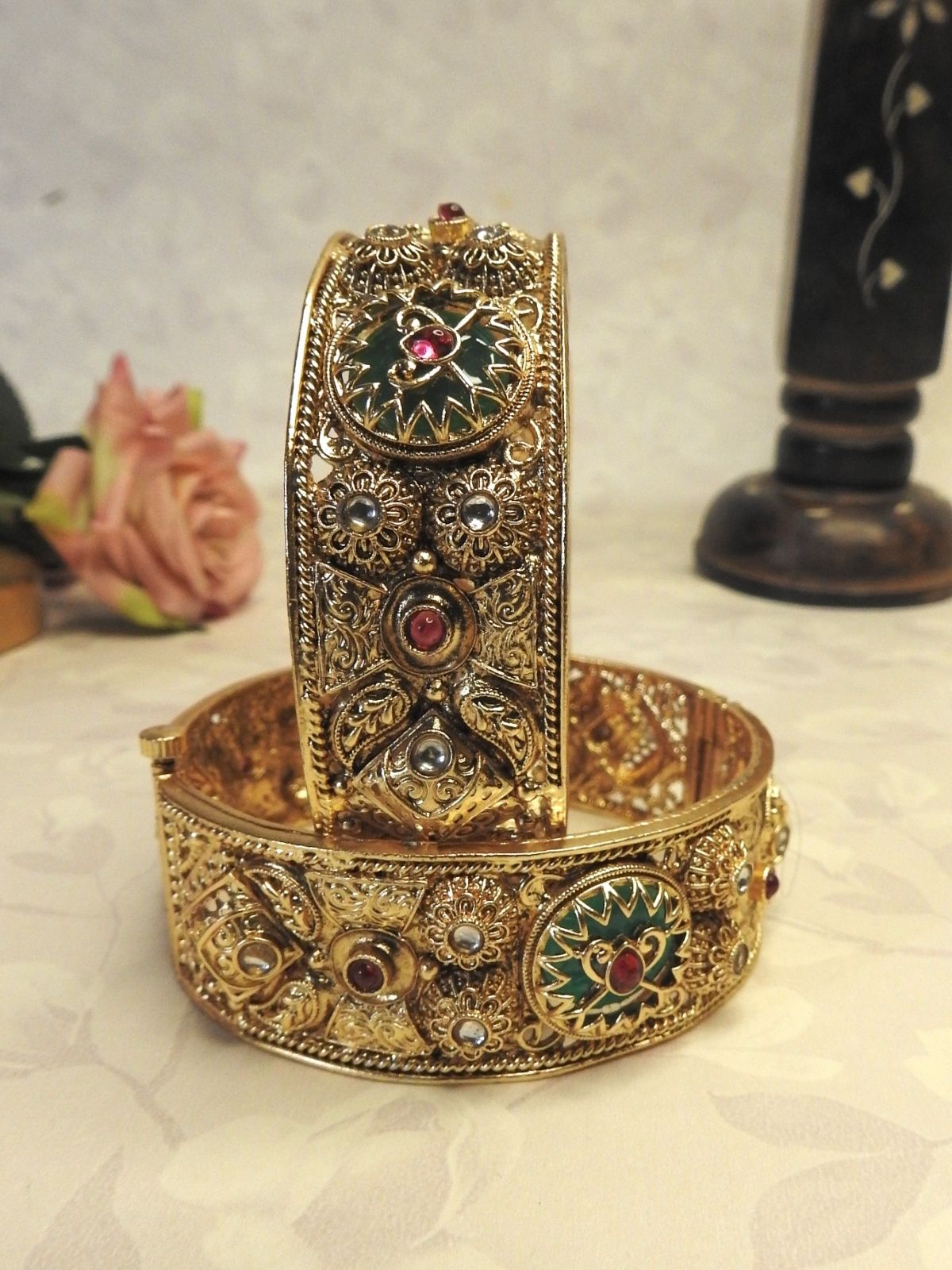 Golden Mystique Gold Bangle Set – Rumils